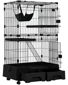 cat cage playpen kennel crate 52.3 inchs height cat house cat litter box and storage case in one pet enclosure with 2 front doors 2 ramp ladders 2 resting platforms beds tray hammock cage for cats