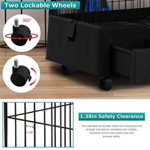 Cat Cage Playpen Kennel Crate 52.3 Inchs Height Cat House Cat Litter Box and Storage Case in One Pet Enclosure with 2 Front Doors 2 Ramp Ladders 2 Resting Platforms Beds Tray Hammock Cage for Cats