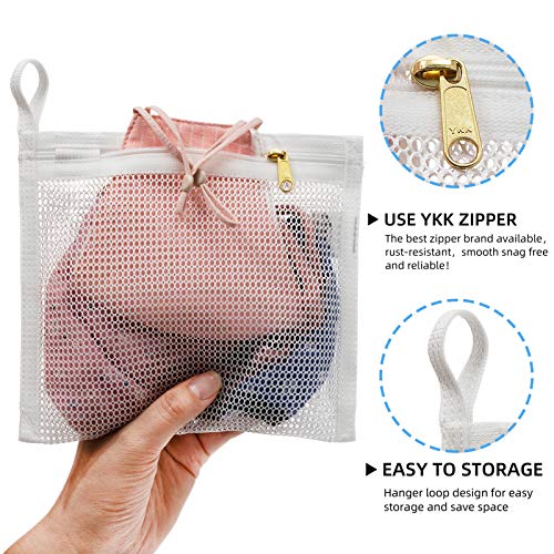 AZZUTORK No/Brand 3 Packs Delicate Laundry Bags for Reusable Face Masks and Reusable Makeup Remover Pads,Fine Mesh Wash Bags,Use YKK Zipper, with Hanger Loop, Portable Mask Storage Bag (3 Small)