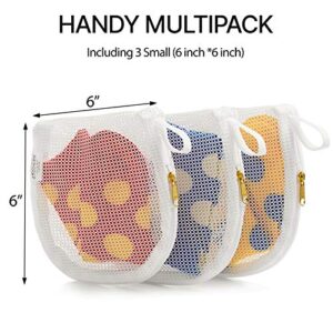 AZZUTORK No/Brand 3 Packs Delicate Laundry Bags for Reusable Face Masks and Reusable Makeup Remover Pads,Fine Mesh Wash Bags,Use YKK Zipper, with Hanger Loop, Portable Mask Storage Bag (3 Small)