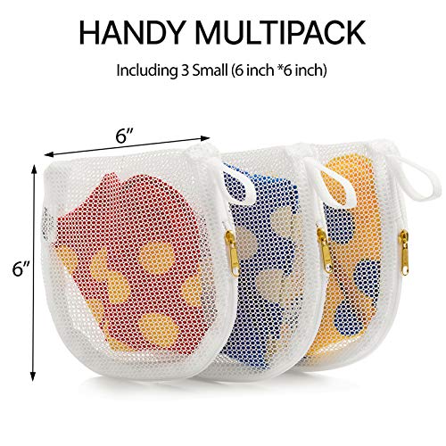 AZZUTORK No/Brand 3 Packs Delicate Laundry Bags for Reusable Face Masks and Reusable Makeup Remover Pads,Fine Mesh Wash Bags,Use YKK Zipper, with Hanger Loop, Portable Mask Storage Bag (3 Small)