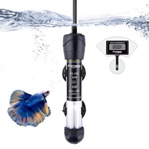 freesea aquarium fish tank heater: 50 watt submersible betta heater - adjustable thermostat with thermometer for 5-15 gallon marine | saltwater | freshwater