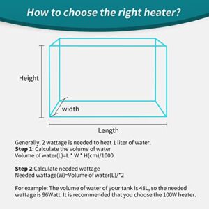 FREESEA Aquarium Fish Tank Heater: 50 Watt Submersible Betta Heater - Adjustable Thermostat with Thermometer for 5-15 Gallon Marine | Saltwater | Freshwater