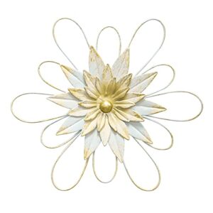 hogardeck metal flower wall decor - 13" metal floral wall decoration for bedroom, living room, bathroom, kitchen, outdoor wall art