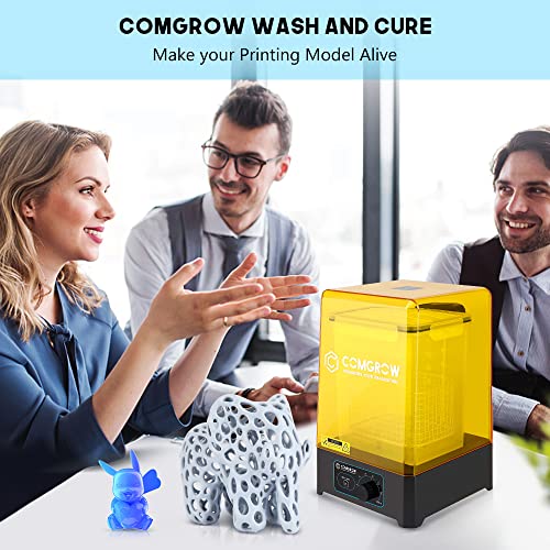 COMGROW Wash and Cure Station with Large Wash Size 6.9x4.9x6.5in and Cure Size 7.1x7.9in, Washing and Curing Station for ELEGOO Mars Series ANYCUBIC Photon Series LCD/SLA/DLP Resin 3D Printer Models