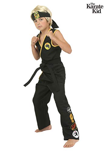 Kids Black Cobra Kai Costume Boys, Sleeveless Karate Gi Uniform Halloween Outfit X-Small