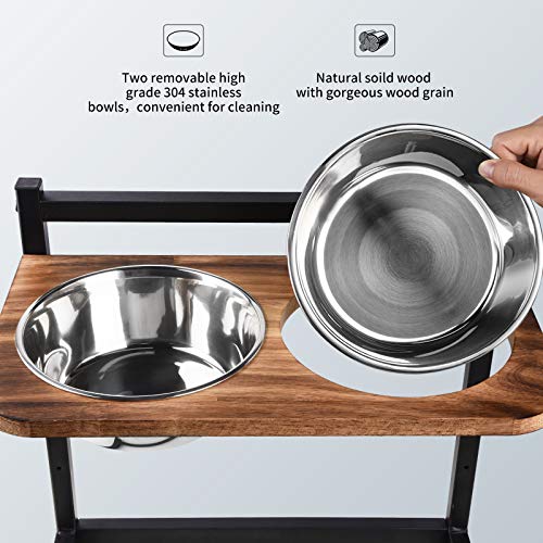 Emfogo Dog Food Bowls Raised Dog Bowl Stand Feeder Adjustable Elevated 3 Heights 5in 9in 13in with Stainless Steel Food Elevated Dog Bowls for Large Dogs and Cats 16.5x16 inch,Patented