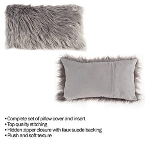 Lavish Home 80-PFS-4 Pillow, 12"x20", Gray