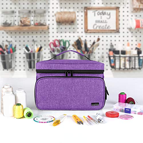 Luxja Sewing Accessories Organizer with 2 Detachable Clear Pockets, Sewing Supplies Organizer (Patent Design), Purple