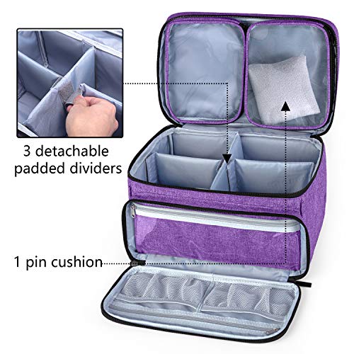 Luxja Sewing Accessories Organizer with 2 Detachable Clear Pockets, Sewing Supplies Organizer (Patent Design), Purple