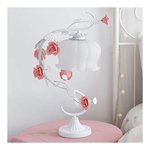 Useful Romantic Rose Table Lamp for Kids Creative Sweet Bedtime Nightstand Eye-caring Desk Lamps for Children Bedroom Reading Gift Girls Desk lamp (Color : Pink)