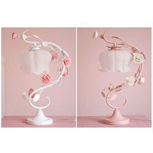 Useful Romantic Rose Table Lamp for Kids Creative Sweet Bedtime Nightstand Eye-caring Desk Lamps for Children Bedroom Reading Gift Girls Desk lamp (Color : Pink)