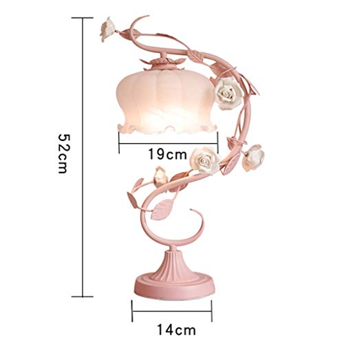 Useful Romantic Rose Table Lamp for Kids Creative Sweet Bedtime Nightstand Eye-caring Desk Lamps for Children Bedroom Reading Gift Girls Desk lamp (Color : Pink)