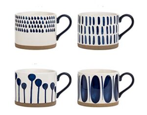 koja hand painted 15 oz. porcelain ceramic mugs set. service for 4.