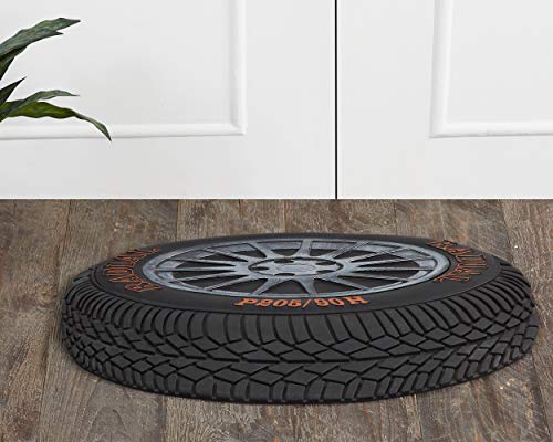 Better Trends Tire Collection is Strong, Easy to Clean and Multipurpose Garage Rug, 100% Rubber in Vibrant Design, 16" x 32" Rectangle, Silver & Copper