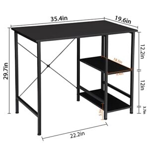 ZenStyle Small Computer Desk with Storage Shelves Under Desk Reversible, 36Inch Home Office Writing Desk Table with Shelves for Small Place, Black