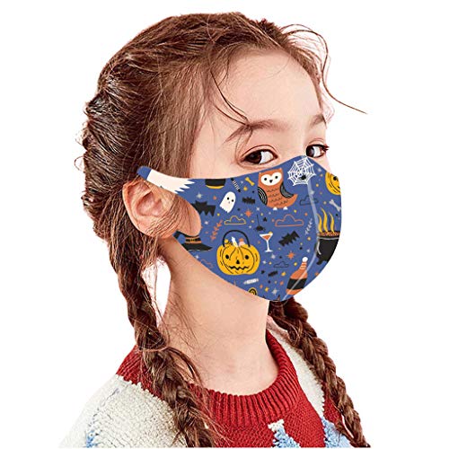 Mallocat 5PC Kids Face_Masks Christmas Print Breathable Seamless Reusable Washable Cotton Cloth Face Bandanas Shields Protective for Children Students Back to School