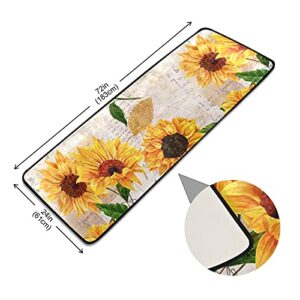 Area Rug Runner Vintage Envelope Sunflower Leaves Non Slip Soft Doormats Carpet for Hallway Bathroom Kitchen Laundry Bedroom 72 x 24 Inch