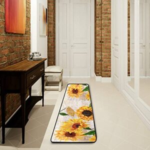 Area Rug Runner Vintage Envelope Sunflower Leaves Non Slip Soft Doormats Carpet for Hallway Bathroom Kitchen Laundry Bedroom 72 x 24 Inch