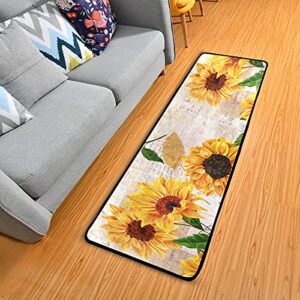 Area Rug Runner Vintage Envelope Sunflower Leaves Non Slip Soft Doormats Carpet for Hallway Bathroom Kitchen Laundry Bedroom 72 x 24 Inch