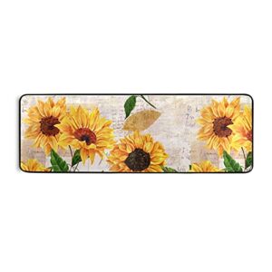 Area Rug Runner Vintage Envelope Sunflower Leaves Non Slip Soft Doormats Carpet for Hallway Bathroom Kitchen Laundry Bedroom 72 x 24 Inch