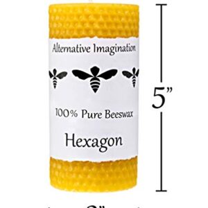 Alternative Imagination 100% Pure Beeswax Pillar Candle (2x5 Inch), 55 Hour, Hexagon Design, Hand-Poured, Made in USA