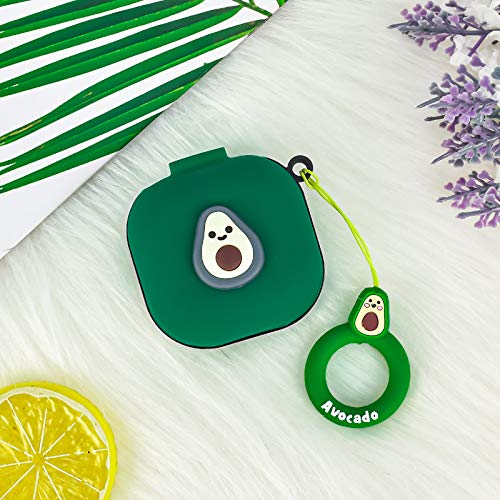 Newseego Compatible with Samsung Galaxy Buds 2 (2021)/Galaxy Buds Pro Case/Galaxy Buds Live 2020 Case, Cute 3D Funny Protective Cover Soft Silicone Cartoon Case with Keychain Fashion Design-Avocado