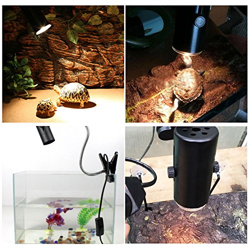 Aomryom 2 Pack Reptile UVA/UVB Heat Lamp Fixture with 3-pcs of 50W Heat Bulbs, Upgraded Lengthened Adjustable Stand & Socket, for Lizard Turtle Turtoise Snake Aquarium Habitat Heat Lamps & Light Bulbs