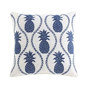 tommy bahama home throw pillow soft bedding with zipper closure, stylish tropical home decor, 1 count (pack of 1), pineapple resort blue