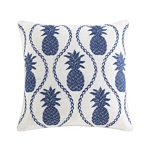 Tommy Bahama Home Throw Pillow Soft Bedding with Zipper Closure, Stylish Tropical Home Decor, 1 Count (Pack of 1), Pineapple Resort Blue