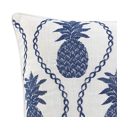 Tommy Bahama Home Throw Pillow Soft Bedding with Zipper Closure, Stylish Tropical Home Decor, 1 Count (Pack of 1), Pineapple Resort Blue