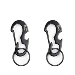 dyzd stainless steel bottle openers mini style d ring shape keychains with key ring connectors （black,2 pcs）