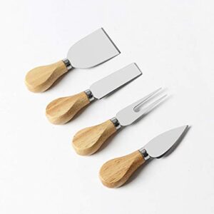 WOIWO Stainless Steel Cheese Knife Cheese Wooden Handle Cream Knife Pizza Knife Baking Kit Cheese 4-Piece Set