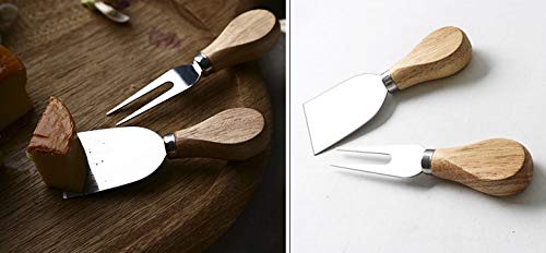 WOIWO Stainless Steel Cheese Knife Cheese Wooden Handle Cream Knife Pizza Knife Baking Kit Cheese 4-Piece Set