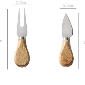 WOIWO Stainless Steel Cheese Knife Cheese Wooden Handle Cream Knife Pizza Knife Baking Kit Cheese 4-Piece Set