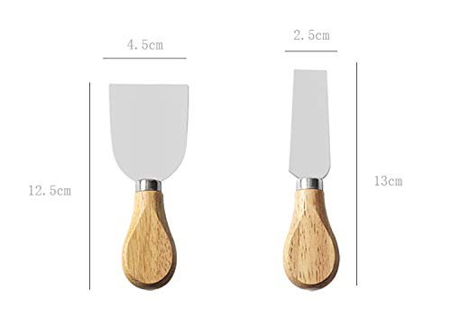 WOIWO Stainless Steel Cheese Knife Cheese Wooden Handle Cream Knife Pizza Knife Baking Kit Cheese 4-Piece Set