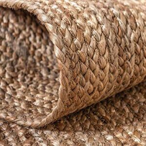 The Knitted Co. 100% Jute Area Rug Approx 4 Feet - Braided Design Hand Woven Natural Carpet - Home Decor for Living Room Hallways - Round Natural Fibers