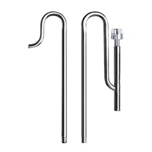 metal lily pipe, 304 stainless steel surface-skimmer stainless steel inflow outflow with 2 acrylic holder for aquarium planted tank, inflow and outflow pipe set removes surface scum pipe