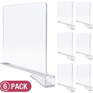 Sorbus 6 Acrylic Shelf Dividers for Shelves, Great Organizer for Clothes, Linens, Purse Separators, Versatile for Closets, Kitchen Cabinets, Bedroom (6-Pack)