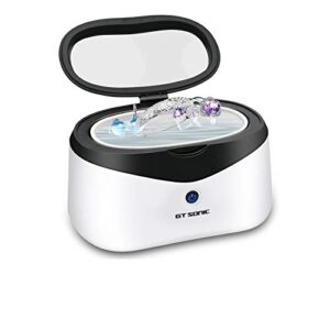 ultrasonic jewelry cleaner -silver cleaner for jewelry rings with watch holder,cleaning basket,304 sus tank for eyeglasses watches coins tools razors earrings necklaces dentures 21 ounces