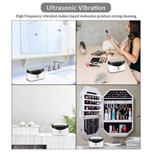 Ultrasonic Jewelry Cleaner -Silver Cleaner for Jewelry Rings with Watch Holder,Cleaning Basket,304 SUS Tank for Eyeglasses Watches Coins Tools Razors Earrings Necklaces Dentures 21 Ounces