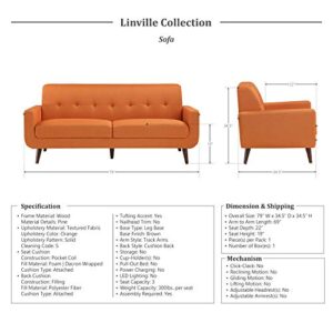 Lexicon Linville Living Room Sofa, Orange