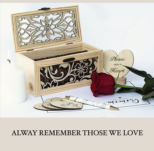 Alternative Guest Book Box - Wedding Guest book Alternative - 62 Large Wooden Hearts - Also for Baby Shower, Bridal Shower, Anniversary, Birthday, Retirement, Funeral Guest Book Alternatives, Pattern