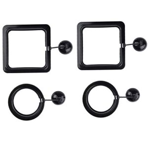 zelerdo 4 pack aquarium fish feeding ring with suction cup, square and round shape, black