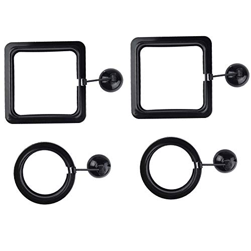 Zelerdo 4 Pack Aquarium Fish Feeding Ring with Suction Cup, Square and Round Shape, Black