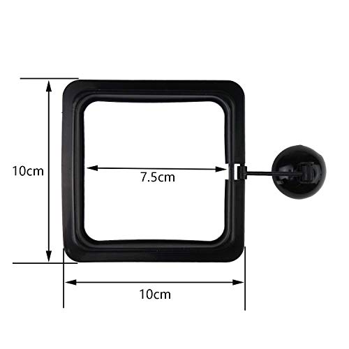 Zelerdo 4 Pack Aquarium Fish Feeding Ring with Suction Cup, Square and Round Shape, Black