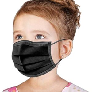 100 PCS Kids Black Face Mask - Breathable, Premium Designed Kids Mask with Longer Earloops Disposable Mask for Indoor and Outdoor Use