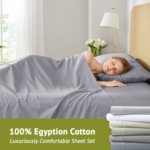 Comfort Spaces Egyptian Cotton Sheets Set 500TC, Super Soft, Fade Resistant, 16" Deep Pocket, All Around Elastic - Year-Round Cozy Breathable Sheet, King, Ivory 4 Piece