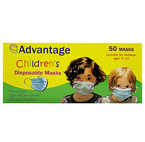 ADVANTAGE 2000 Pcs Premium Quality Kid's 3-Ply Bulk Blue Disposable Face Masks