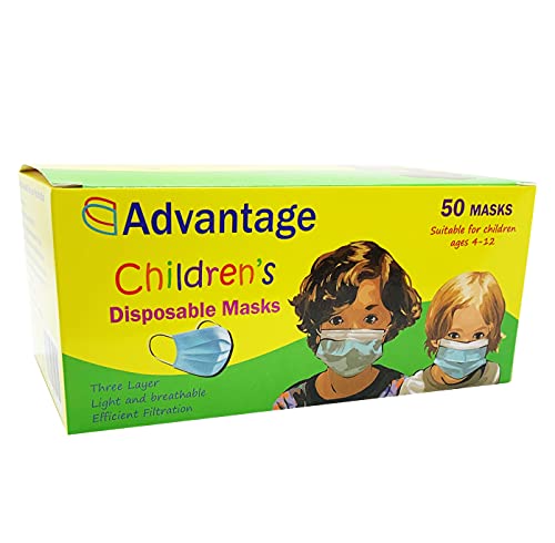 ADVANTAGE 2000 Pcs Premium Quality Kid's 3-Ply Bulk Blue Disposable Face Masks